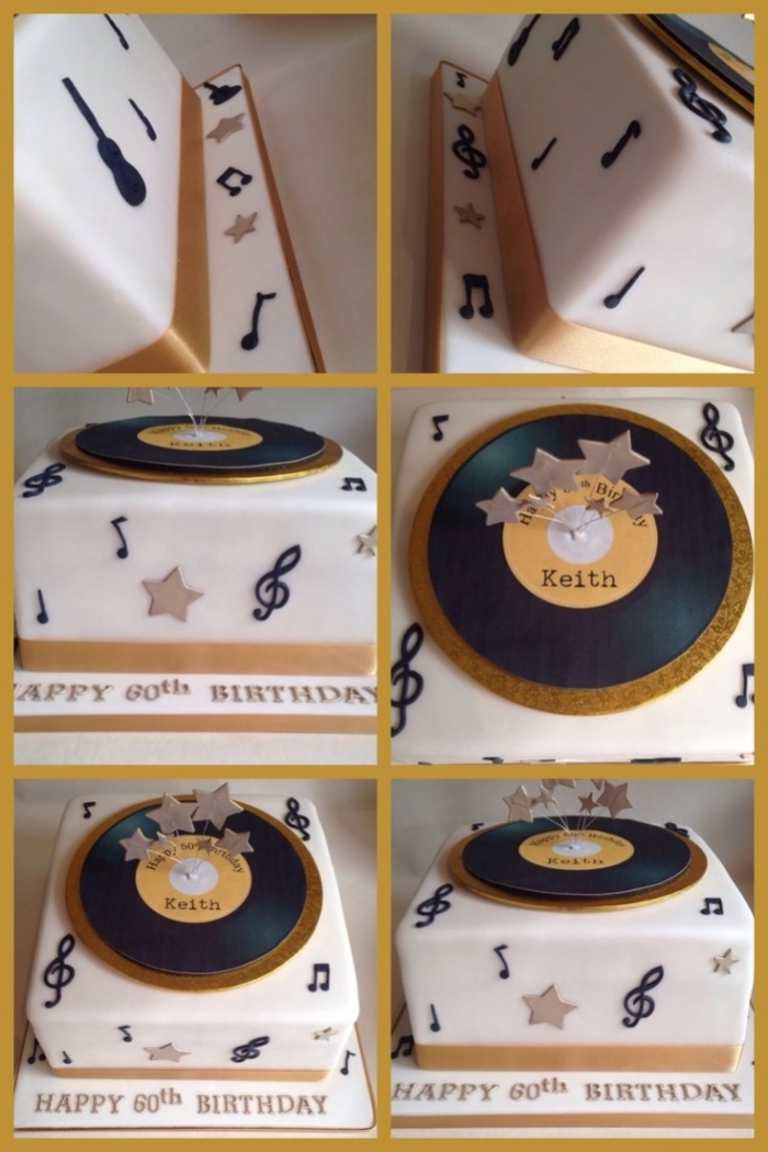 gâteau d'anniversaire sous forme de platine avec disque et notes de ...