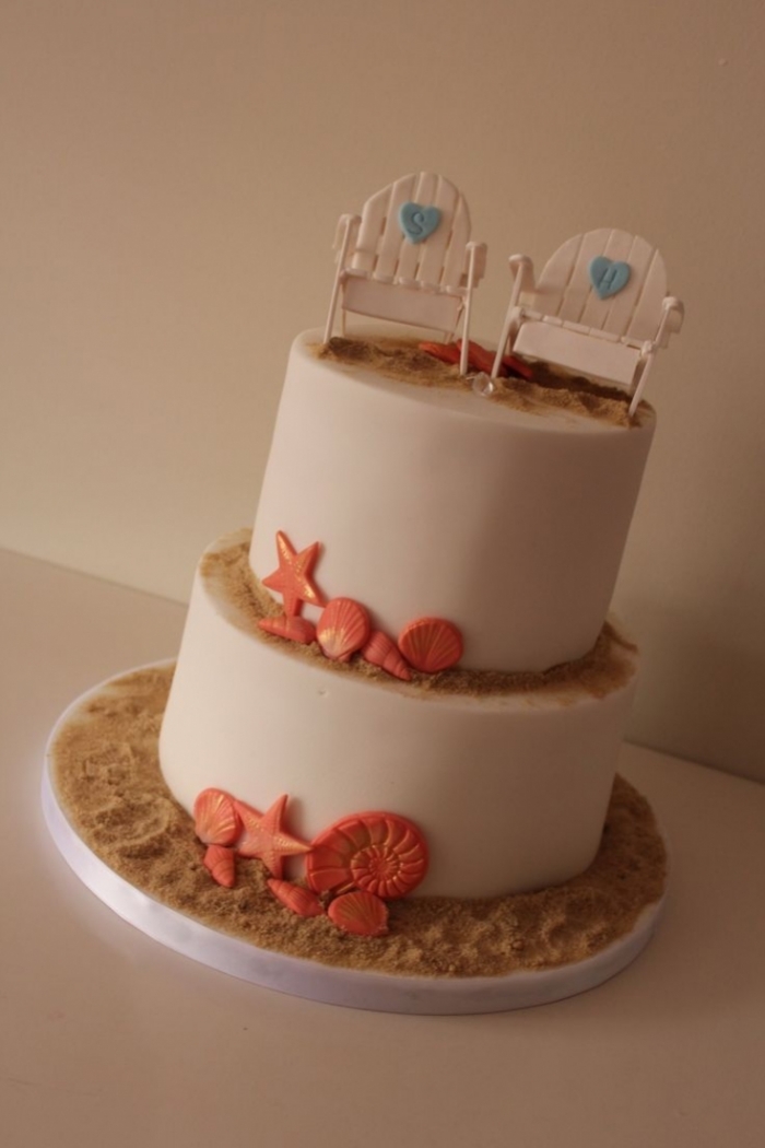 Idée gateau de mariage thème de la mer au sable fin - 23/05/2020